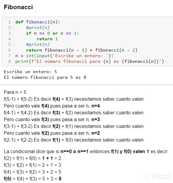 Fibonnacci y la Recursividad - Platzi